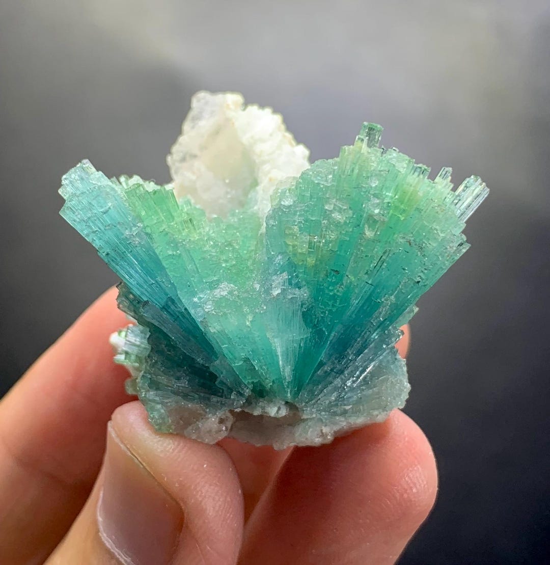 Green Tourmaline Quartz Specimen: Natural Mineral Bunch, Afghanistan ...
