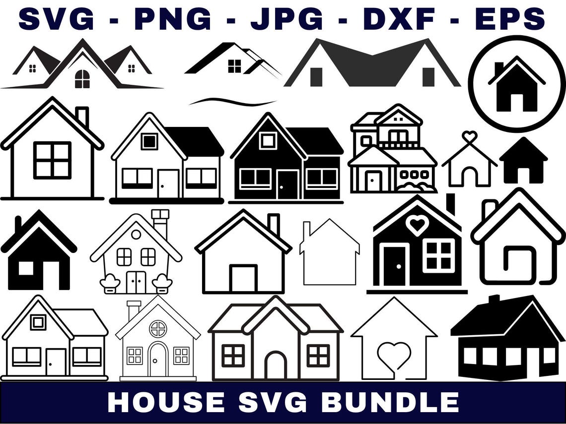 House SVG Bundle, Scandinavian Tiny Home Outline (digital Download) - Etsy