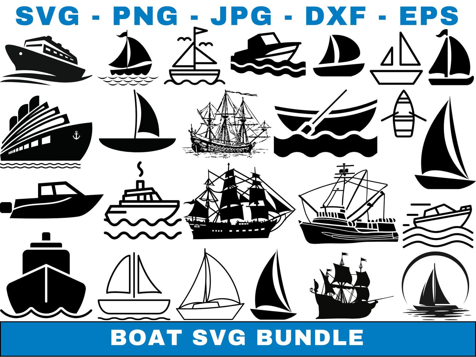 Boat SVG Bundle, Sail Boat Svg, Ship Svg, Speedboat Svg, Cruise Ship ...