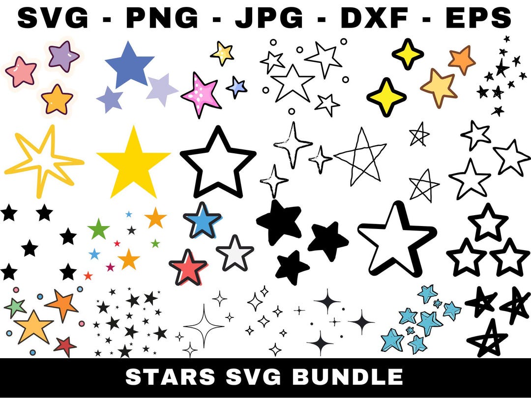 Paquete SVG de estrellas, imágenes prediseñadas de estrellas, estrellas ...