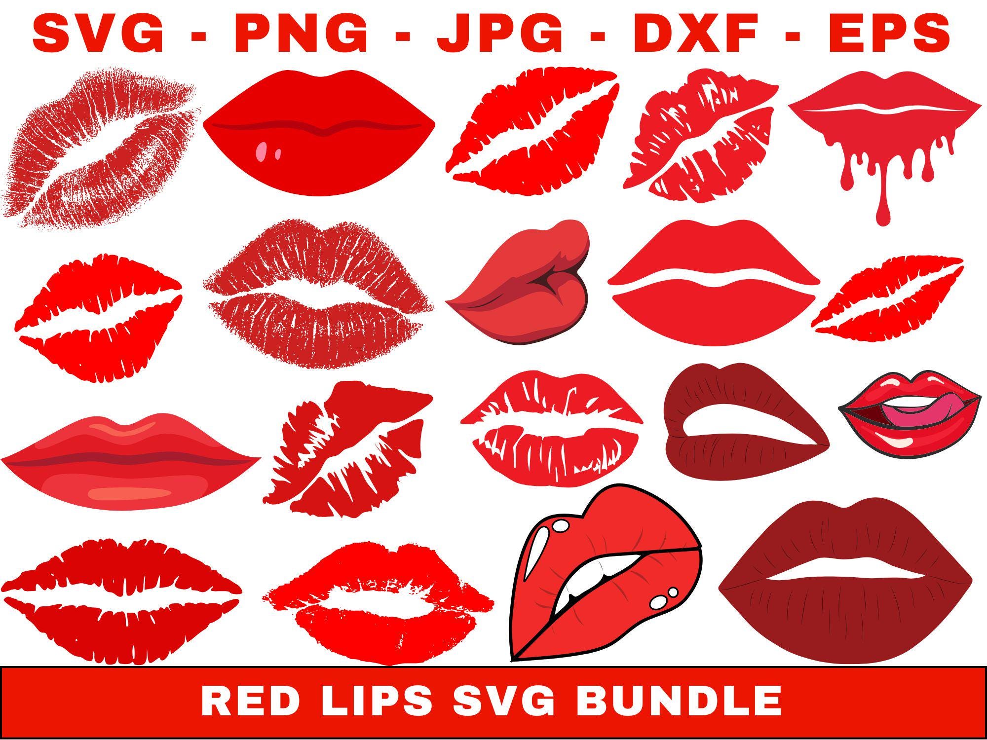 Lips Svg Bundle, Red Lips Svg, Kiss Svg, Kiss Designs, Red Lips Clipart ...