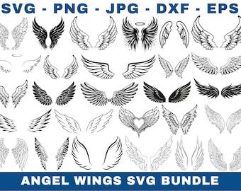 Angel Wings SVG Bundle: Clip Art, Cut File (200 PNG & SVG) - Etsy UK