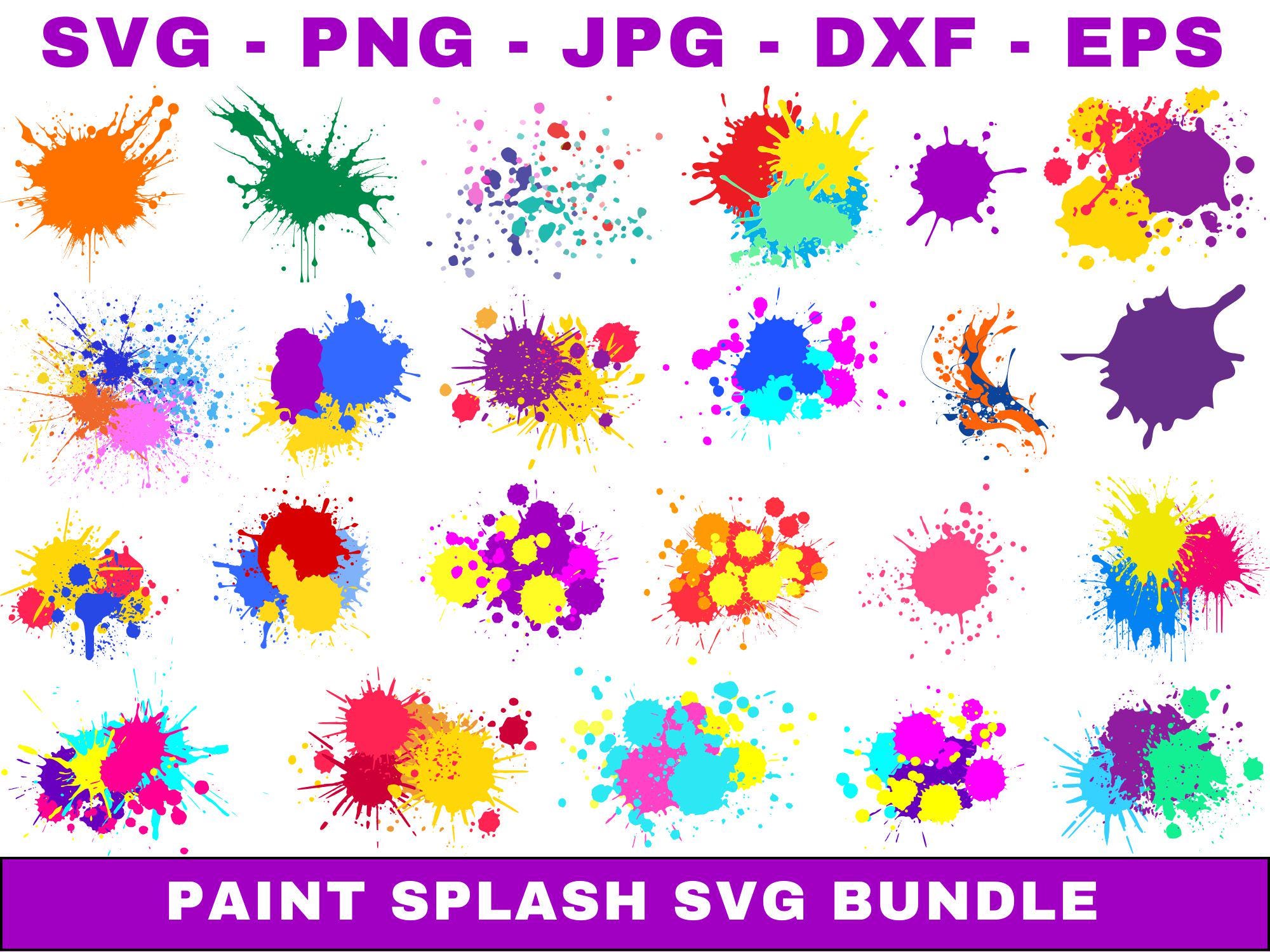 Paint Splatter SVG, Bundle, Paint Splats Svg, Paint Svg, Clipart ...