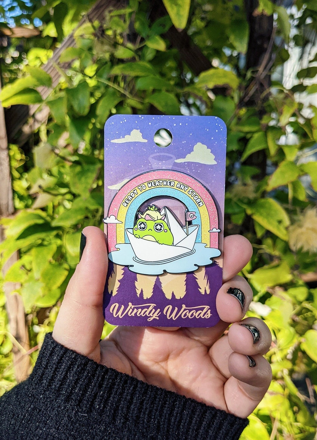 Weather the Storm Frog Enamel Pin - Etsy