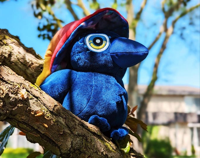 Huginn Crow, Teddy Crow, Plush Baby Crow, Cute Teddy Crow, Collectible ...