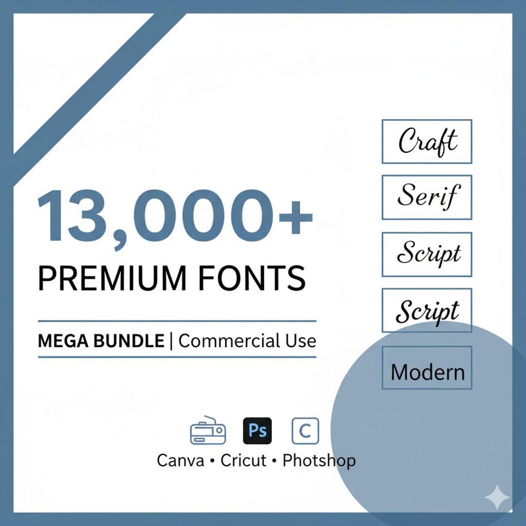 13,000+ Premium Fonts Mega Bundle | Commercial Use | Font Pack for ...