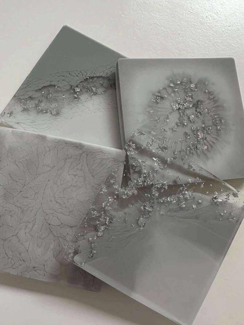 Grey and White Square Coasters, 4 Pack - Etsy