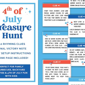 4th of July Treasure Hunt: Patriotic Rhyming Clue Game (digital ...