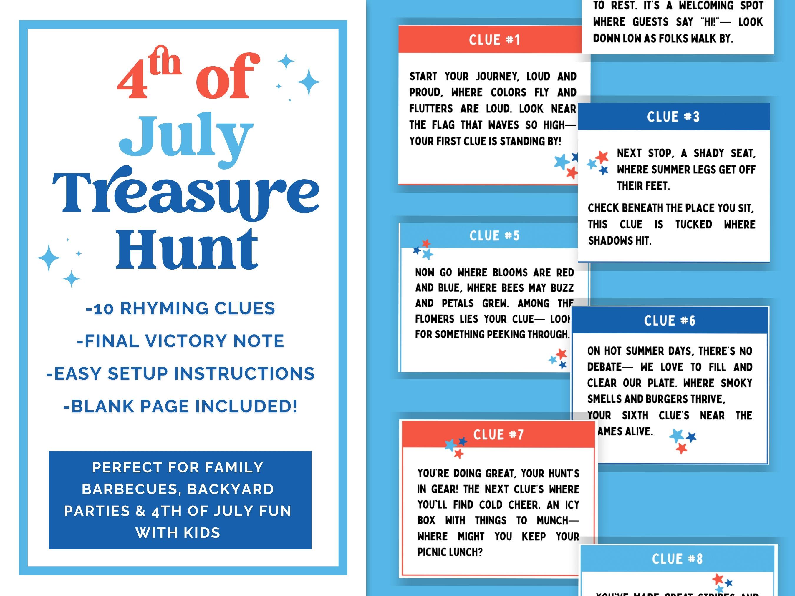 4th of July Treasure Hunt: Patriotic Rhyming Clue Game (digital ...