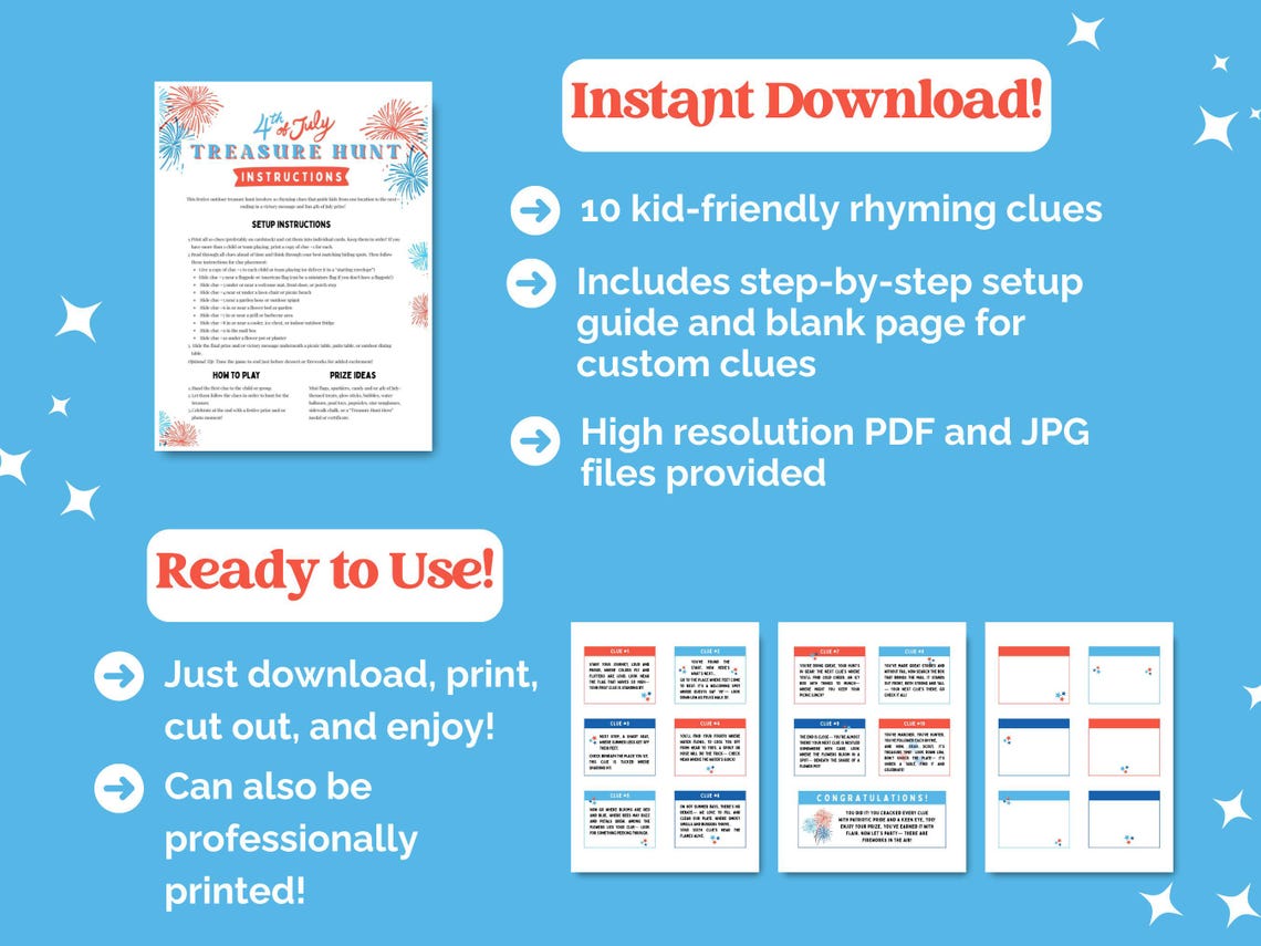 4th of July Treasure Hunt: Patriotic Rhyming Clue Game (digital ...