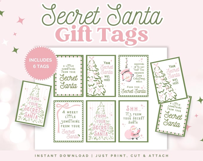Printable Secret Santa Gift Tags / Editable Secret Santa Tags - Etsy