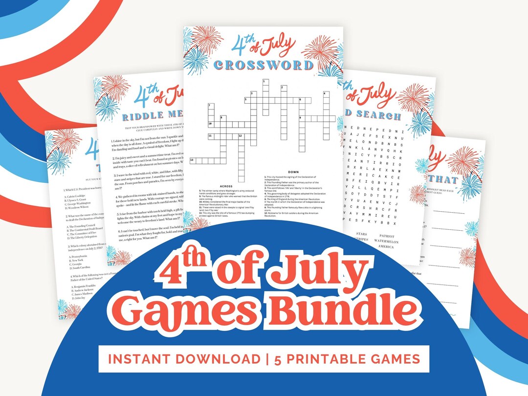 4th of July Games Bundle: Trivia, Riddles, Word Search (printable ...