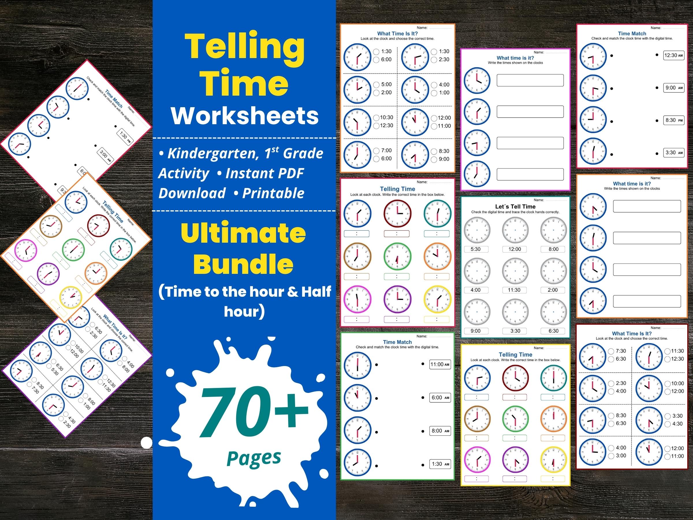 Telling Time Worksheets, Telling Time Practice Sheets, Learn Tell Time ...