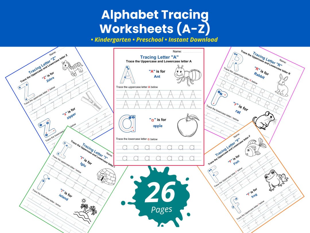 Alphabet Tracing Worksheets Printable Pdf for Kids | Preschool ...