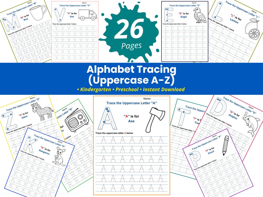 Alphabet Tracing Worksheets Printable | ABC Uppercase Handwriting ...