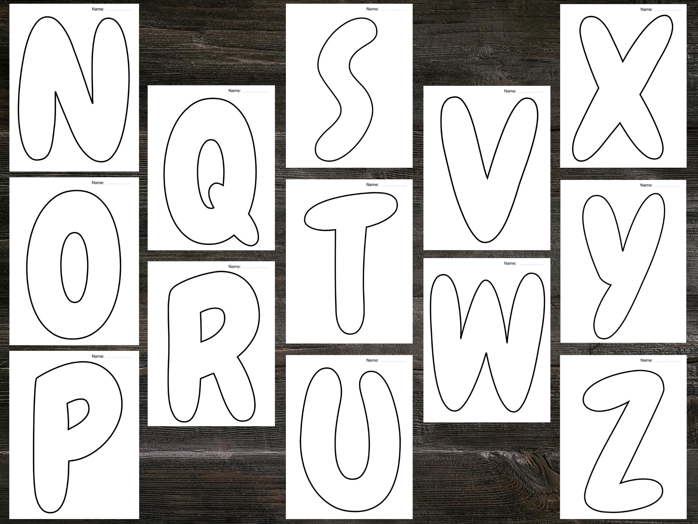 Large Alphabet Bubble Letters, Printable Big Letters Template, Capital ...