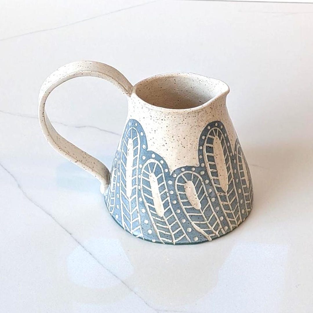 Small Handmade Ceramic Pitcher | Table Jug | Modern Blue - Etsy