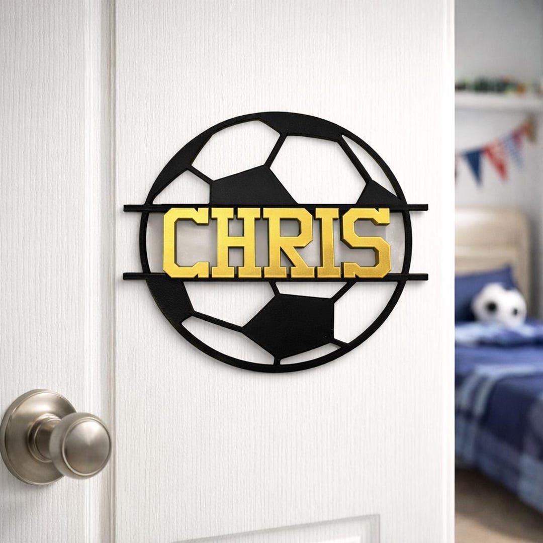 Personalised Football Door Name Sign | Custom Kids Bedroom Decor - Etsy