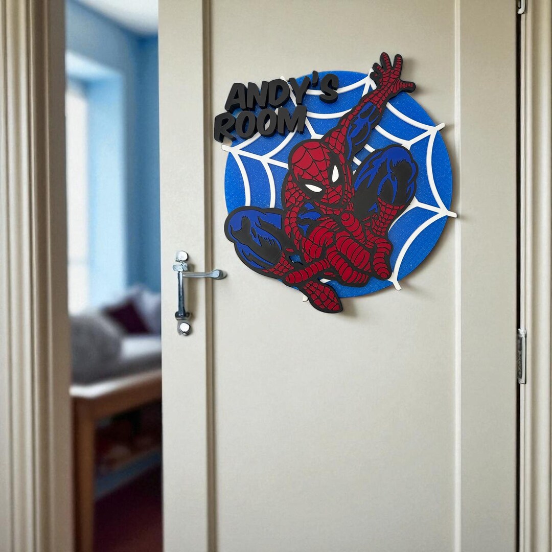 Personalised Kids Room Sign Featuring Spiderman – 3D Printed Name ...