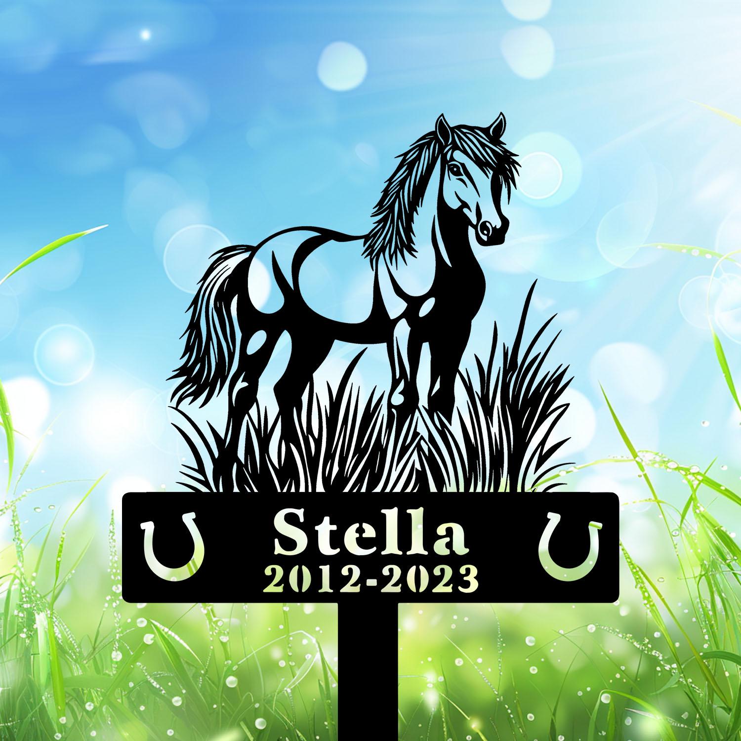 Personalized Pony Horse Memorial Sign, Custom Standing Horse Grave ...