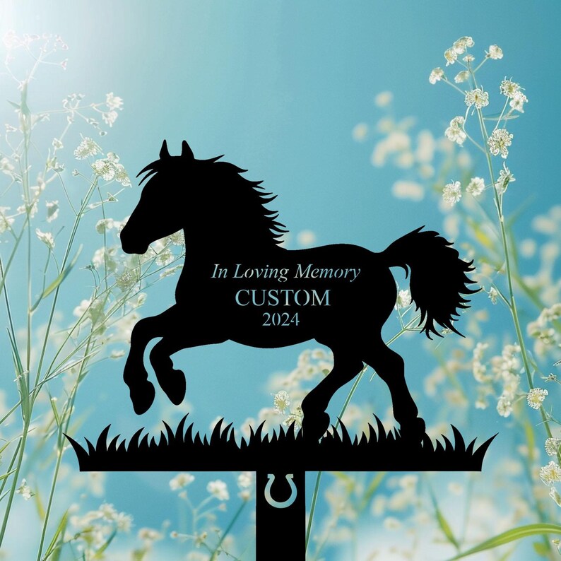 Personalized Running Pony Horse Memorial Sign, Custom Metal Grave ...