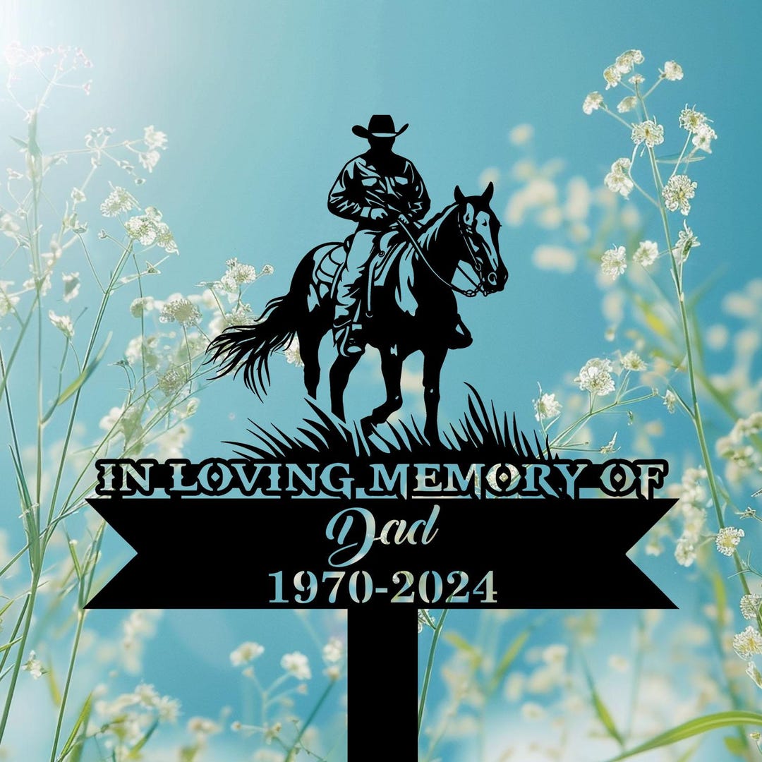 Personalized Farmer Grave Marker, in Loving Memory of Dad, Cowboy on ...