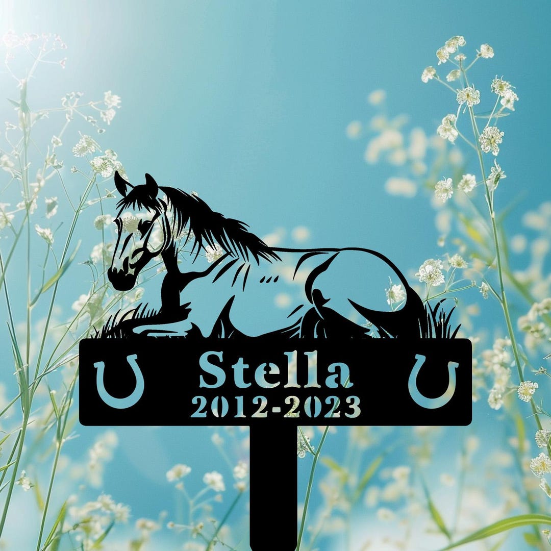 Custom Horse Grave Marker, Lying Horse Design, Personalized Memorial ...