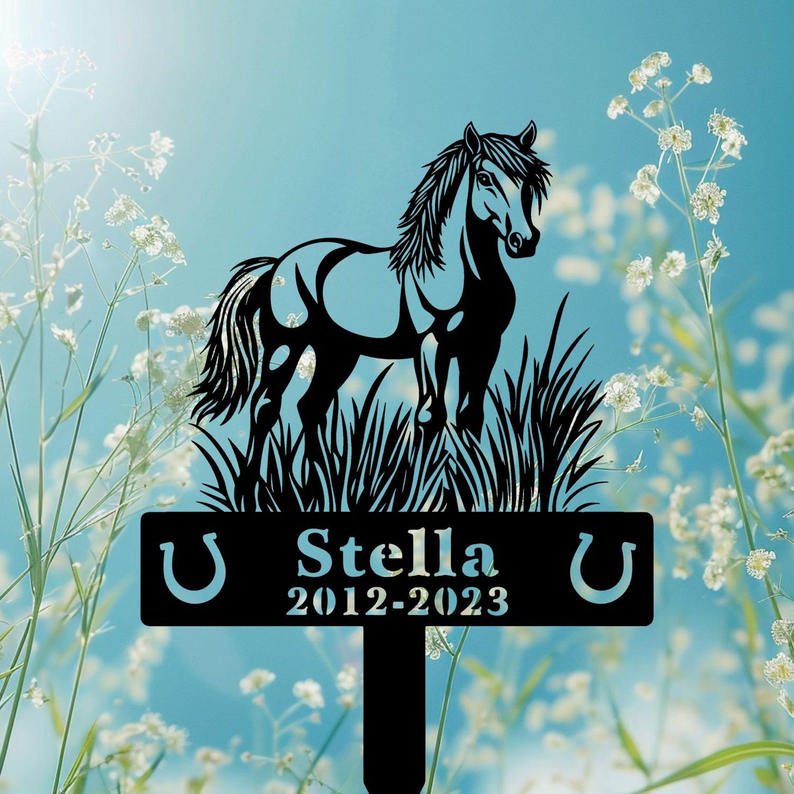 Personalized Pony Horse Memorial Sign, Custom Standing Horse Grave ...