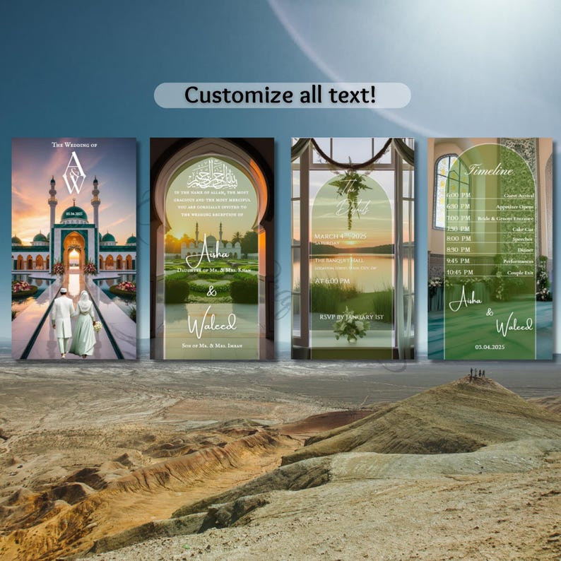 Animated Islamic Wedding Invitation Template | Editable Nikkah Walima ...