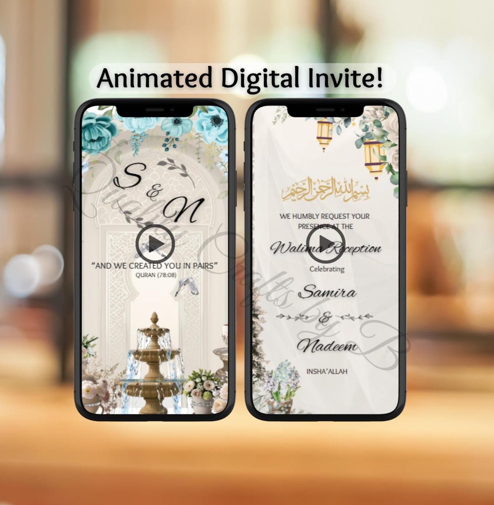 Animated Islamic Wedding Invitation Template | Editable Nikkah Walima ...