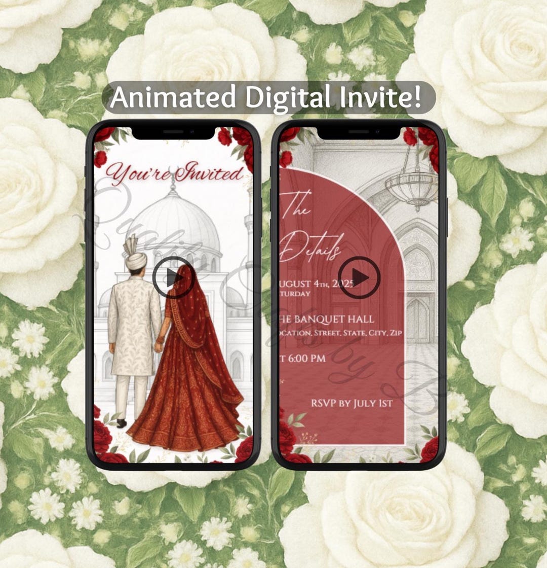 Animated Islamic Wedding Invitation Template | Editable Nikkah Walima ...