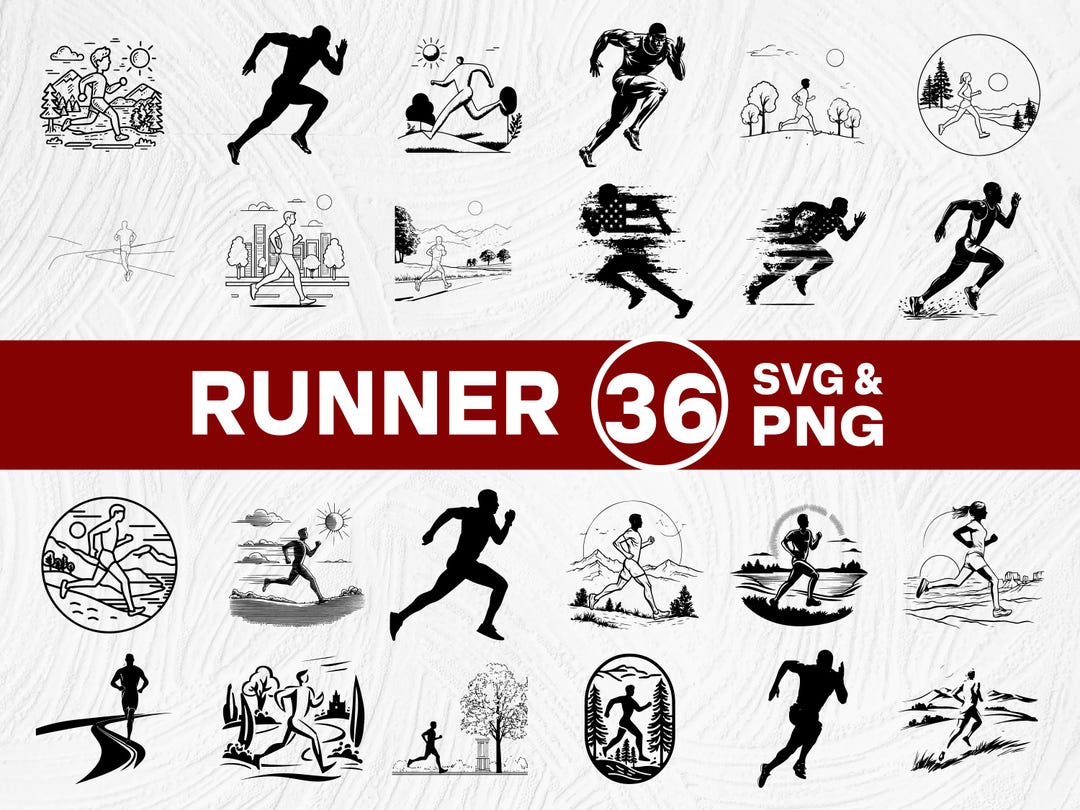 Runner SVG PNG Bundle, Running Athlete Clipart, Cricut Cut File - Etsy