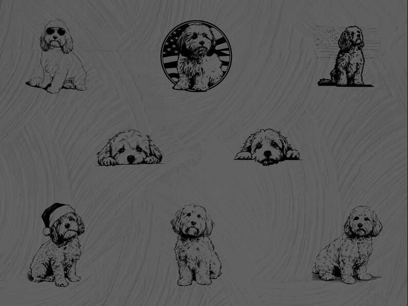 Cavapoo Silhouette SVG PNG Bundle, Cute Puppy Clipart, Dog Lover Cut ...