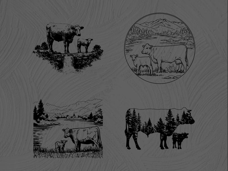 Angus Cow and Calf SVG PNG Bundle, Farm Animal Clipart - Etsy