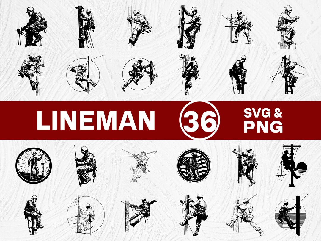 Lineman SVG PNG Bundle, Electric Utility Worker Clipart, Cricut Cut ...