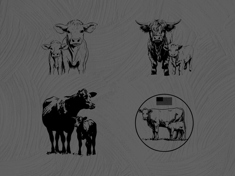 Angus Cow and Calf SVG PNG Bundle, Farm Animal Clipart - Etsy