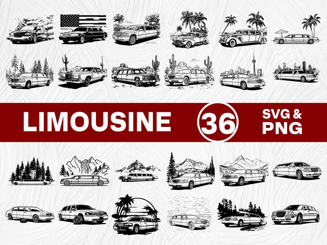 Limousine SVG PNG Bundle, Luxury Car Clipart, Cricut Cut Files - Etsy