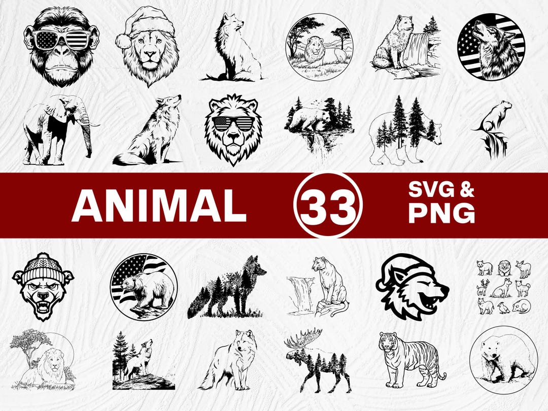 Wildtier Tier SVG PNG Bundle, rustikales Clipart für Cricut - Etsy.de