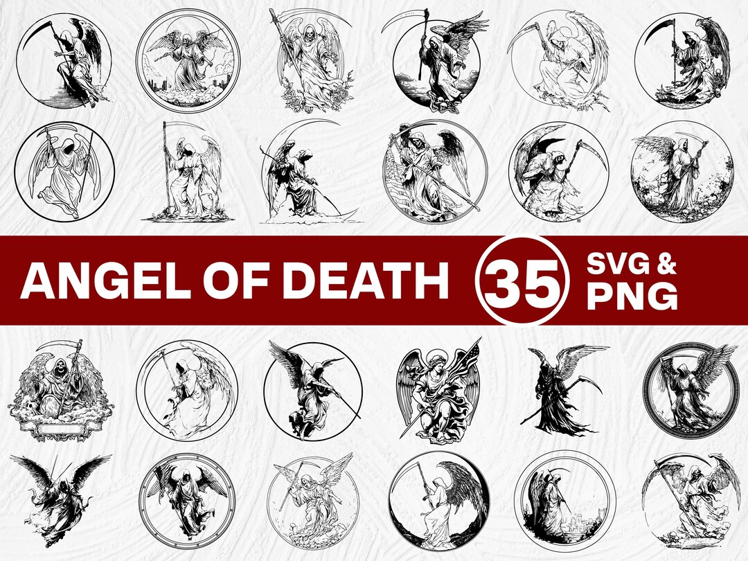 Angel of Death SVG PNG Bundle, Gothic Grim Reaper Clipart, Dark Fantasy ...