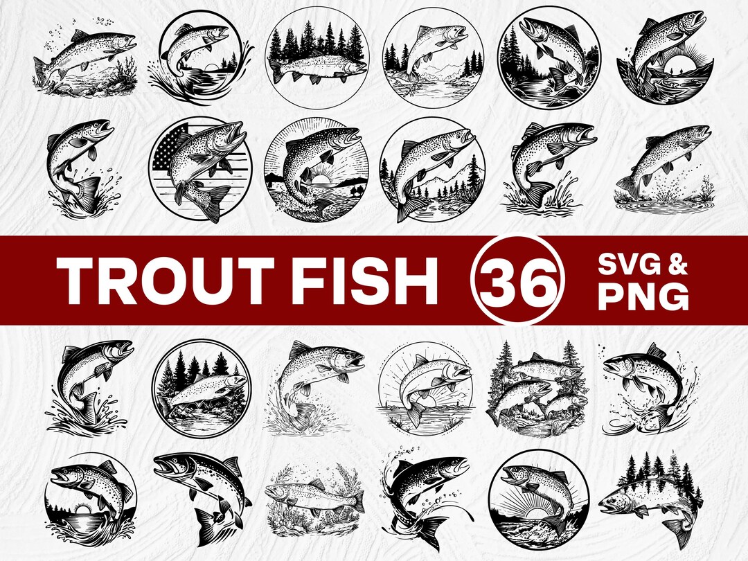 Trout Fish SVG PNG Bundle, Fishing Wildlife Clipart, Cricut Cut Files ...