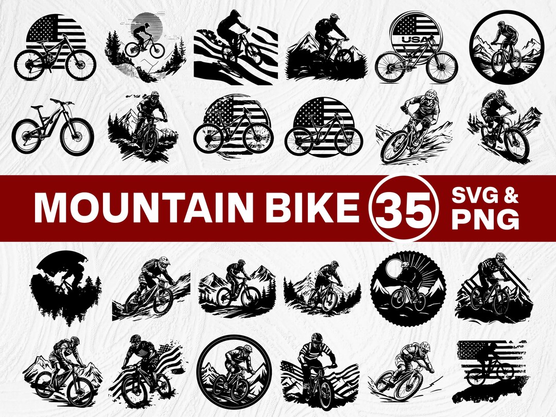 Mountain Bike SVG PNG Bundle, MTB Cycling Clipart, Cricut Cut Files - Etsy