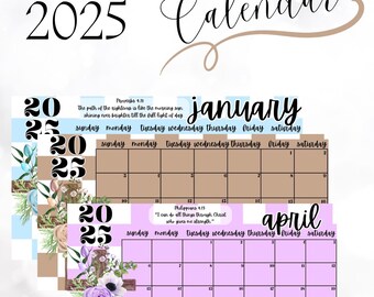 2025 Christian Wall Calendar | Minimalist Watercolor Art & Bible Verses ...