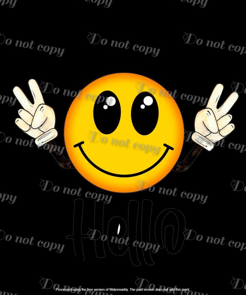 Retro Smiley Face PNG: Peace Sign Clipart (digital Download) - Etsy