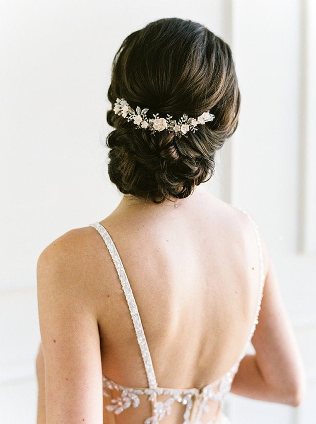 VIOLA Silver Blush Bridal Comb, Wedding Hair Comb, Bridal Hair Comb ...