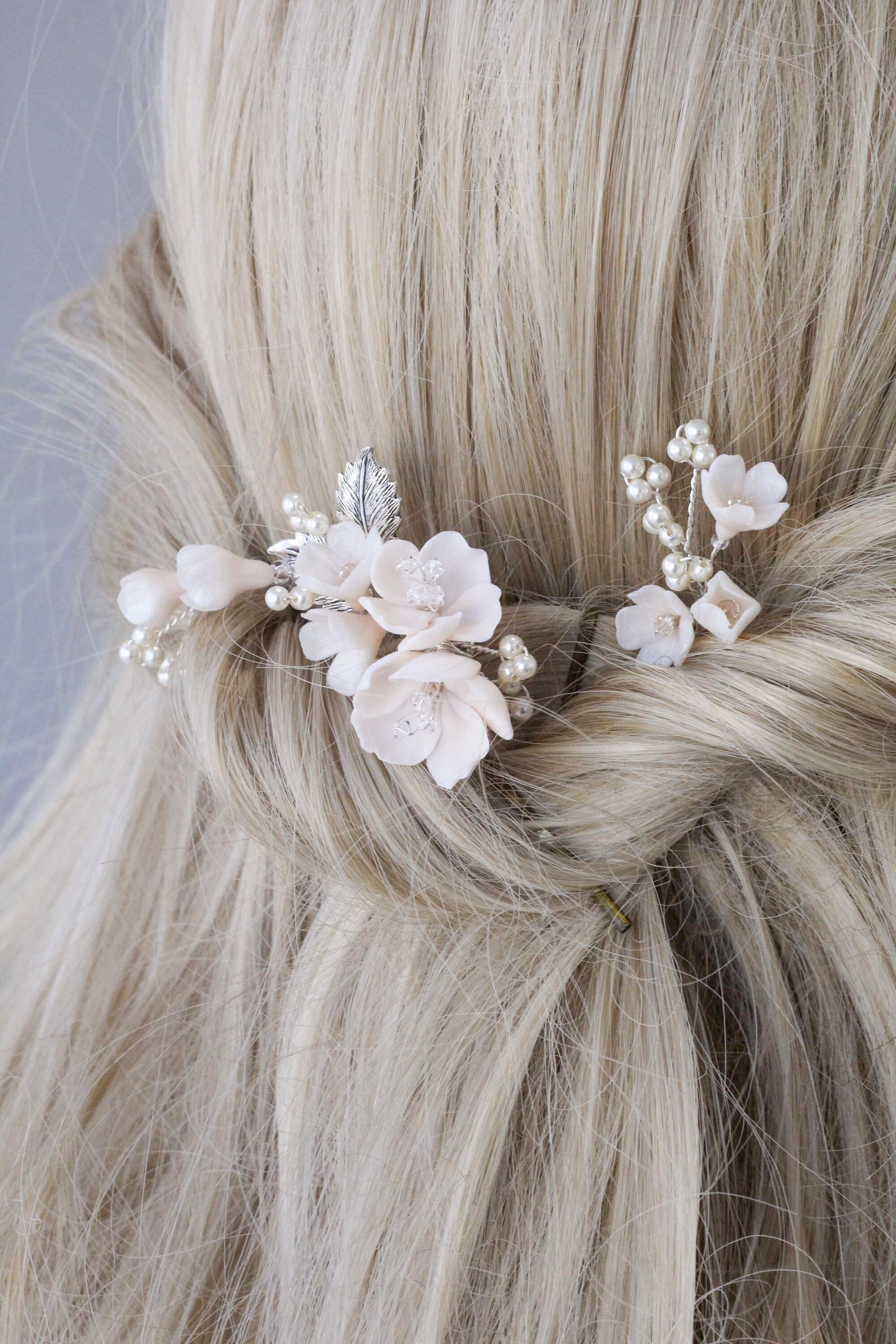 BLUSH | Floral Bridal Hair Pins, Wedding Hair Pins, Floral Hair Pins ...