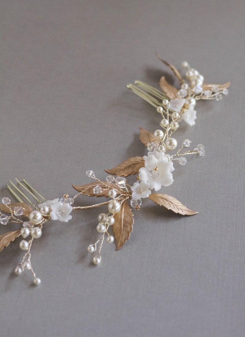 Gold Hair Vine Flower Hair Vine Bridal Hair Vine Bridal | Etsy