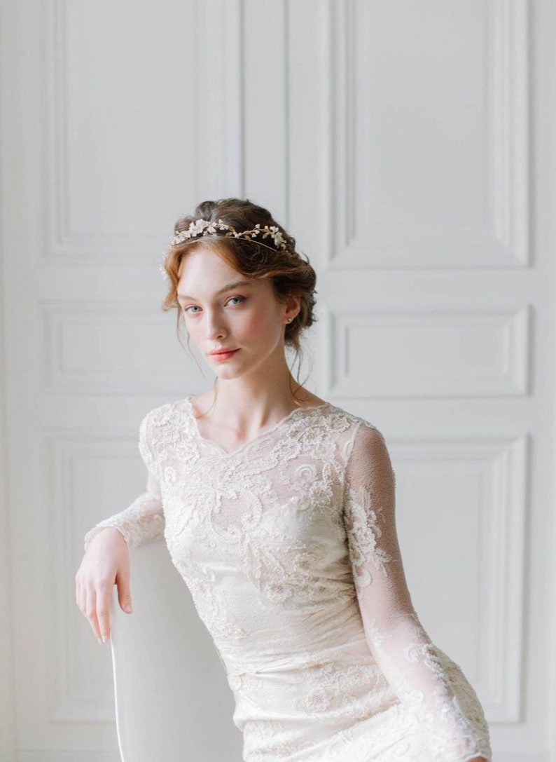 Delicate Floral Crown Flower Bridal Crown Bridal Headpiece - Etsy Australia