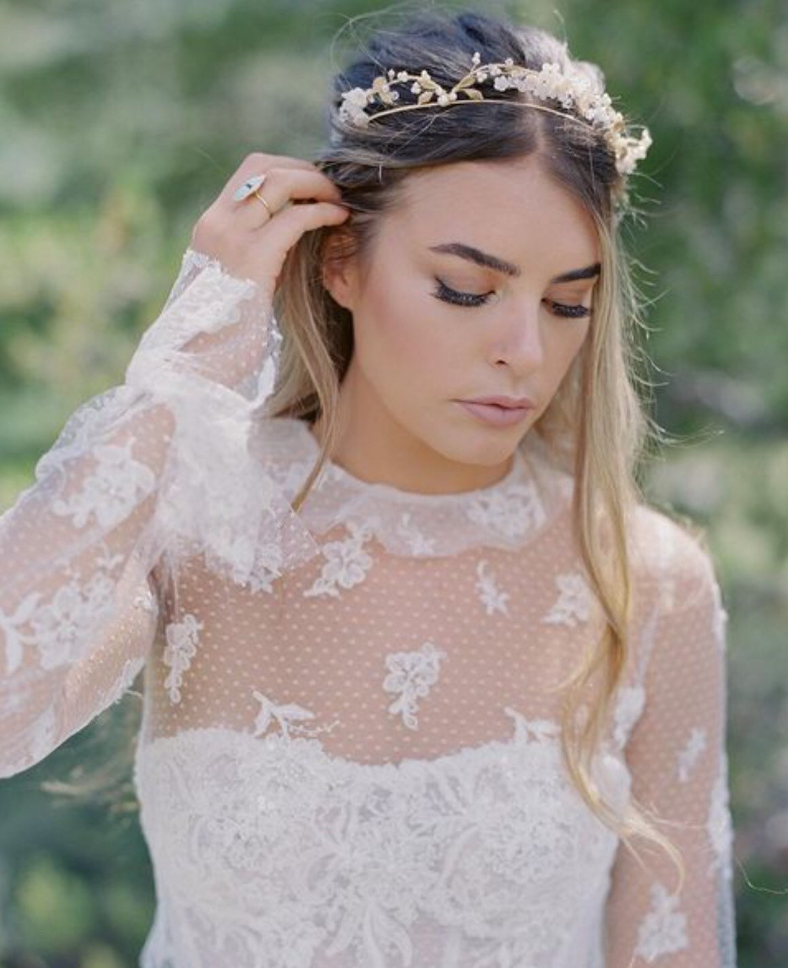 Delicate Floral Crown Flower Bridal Crown Bridal Headpiece - Etsy Australia