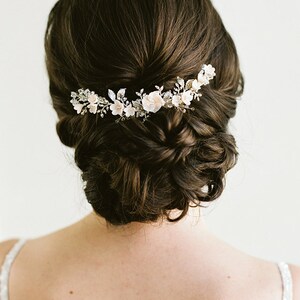 VIOLA Silver Blush Bridal Comb, Wedding Hair Comb, Bridal Hair Comb ...