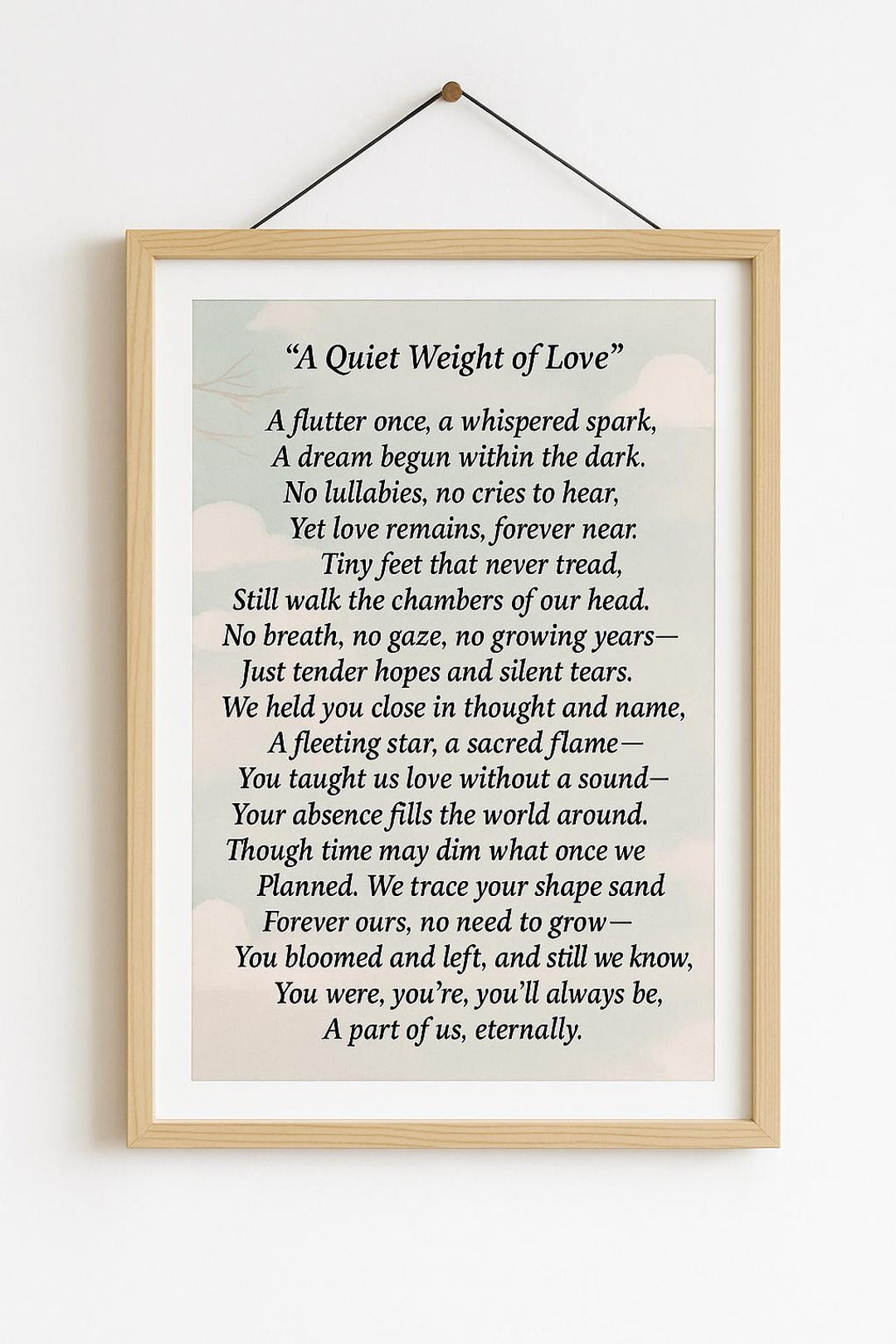 Miscarriage/stillbirth Baby Loss Poem | Infant Memorial| Grief Gift ...